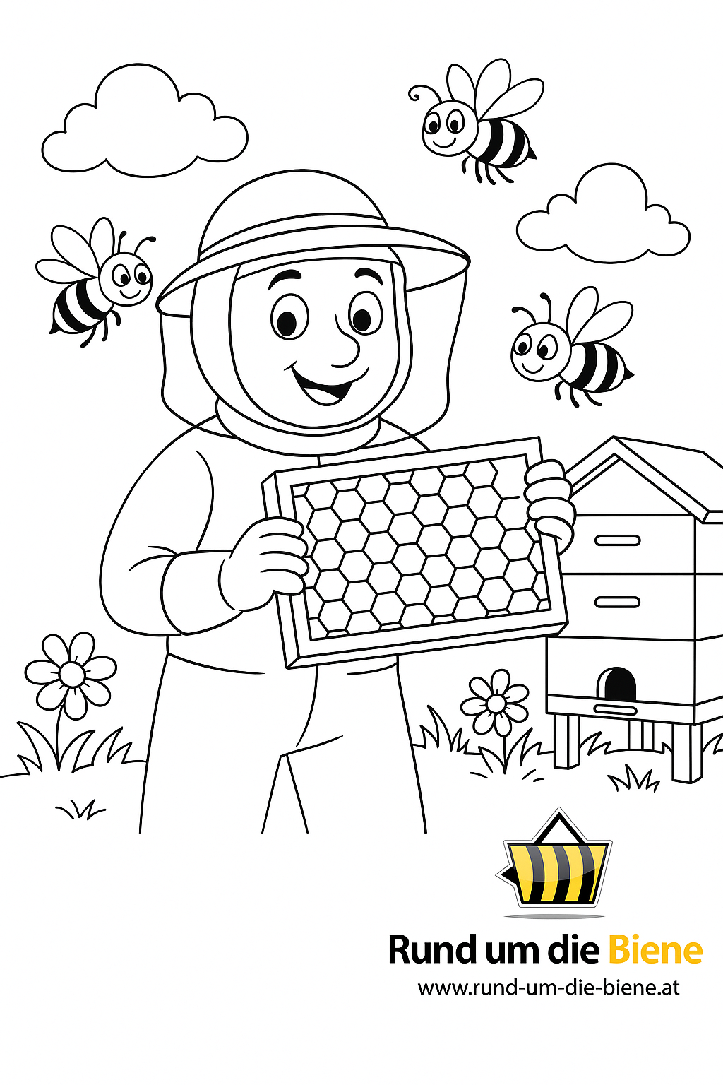 Ausmalbilder Bienen, Imker und Honig für Kinder | Rund um die Bienen